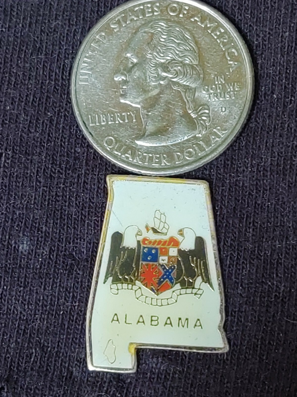 Alabama State Shaped Enamel Lapel Pin - Gem