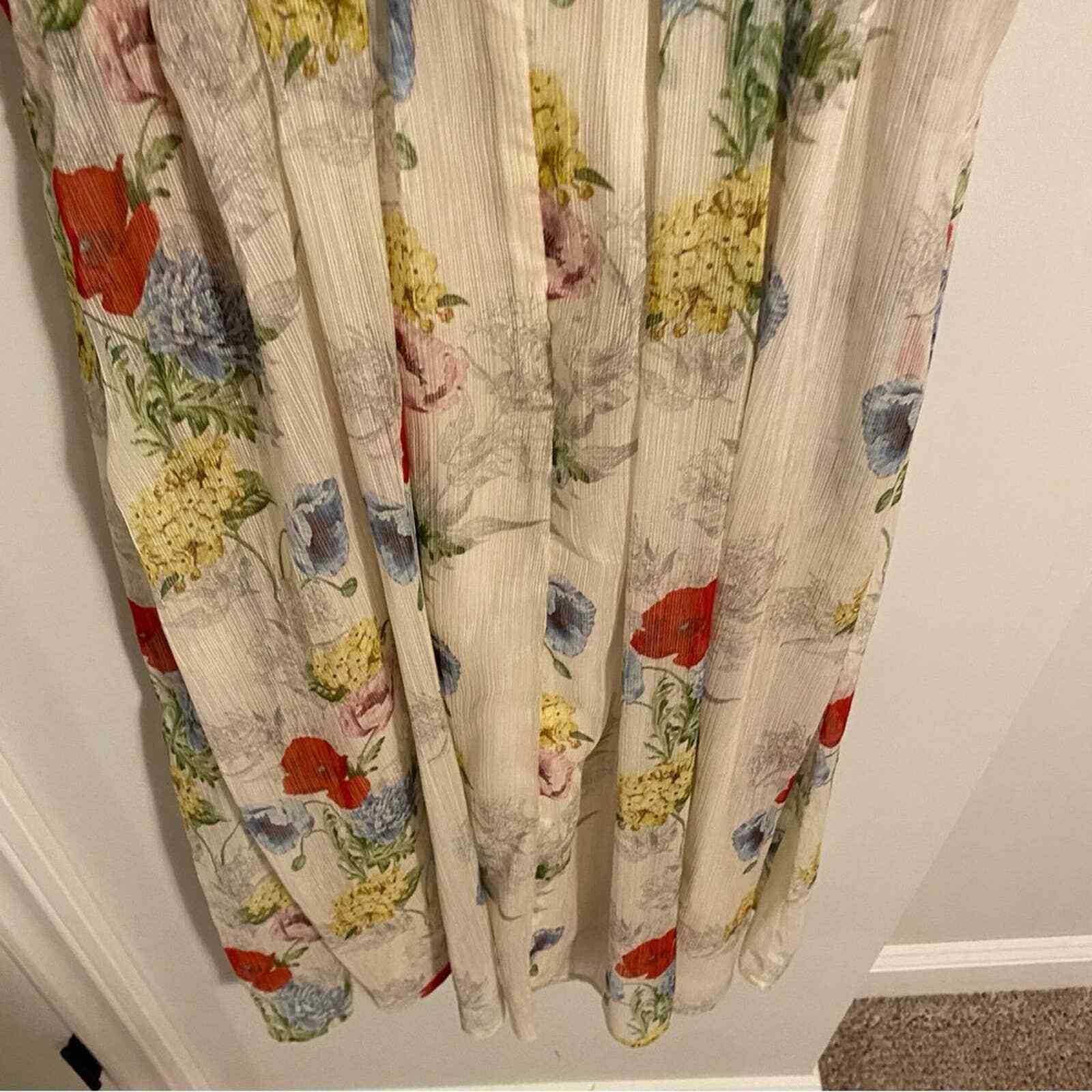 Anthropologie Eri + Ali Cream floral MIDI Dress 6P | eBay