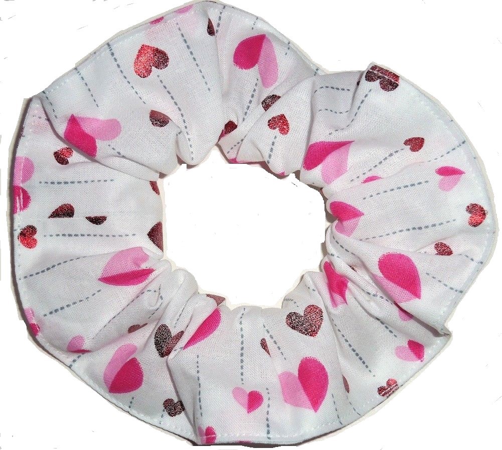 Hair Scrunchie Valentines Day Fabric Scrunchies by Sherry Hearts Kisses ...