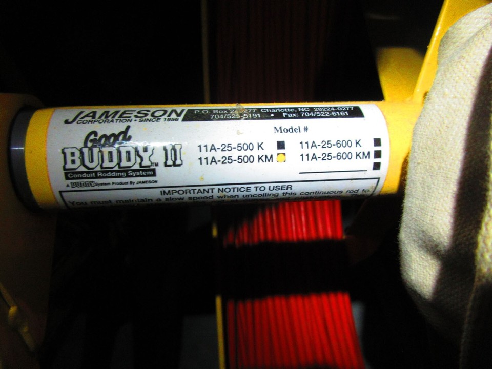 Jameson Good Buddy II Conduit Rodder, 3/8" x 500' Manhole Guard Rail ...