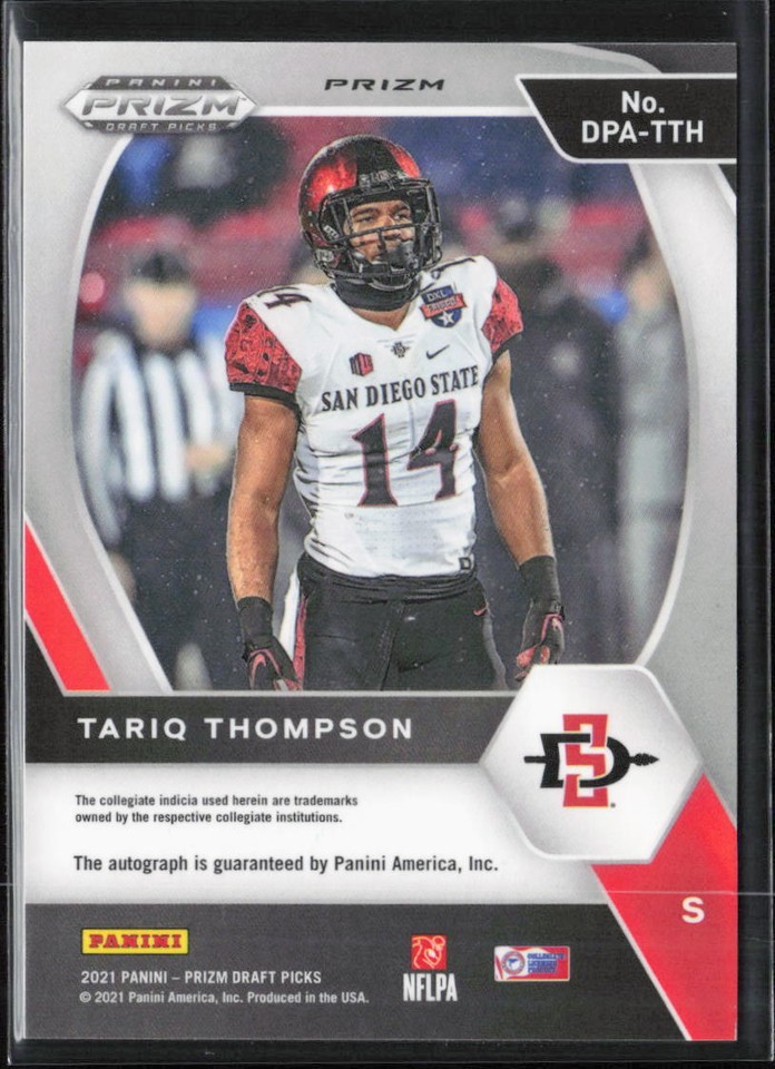 2021 Panini Prizm Draft Picks Tariq Thompson Draft Picks Autograph Red ...
