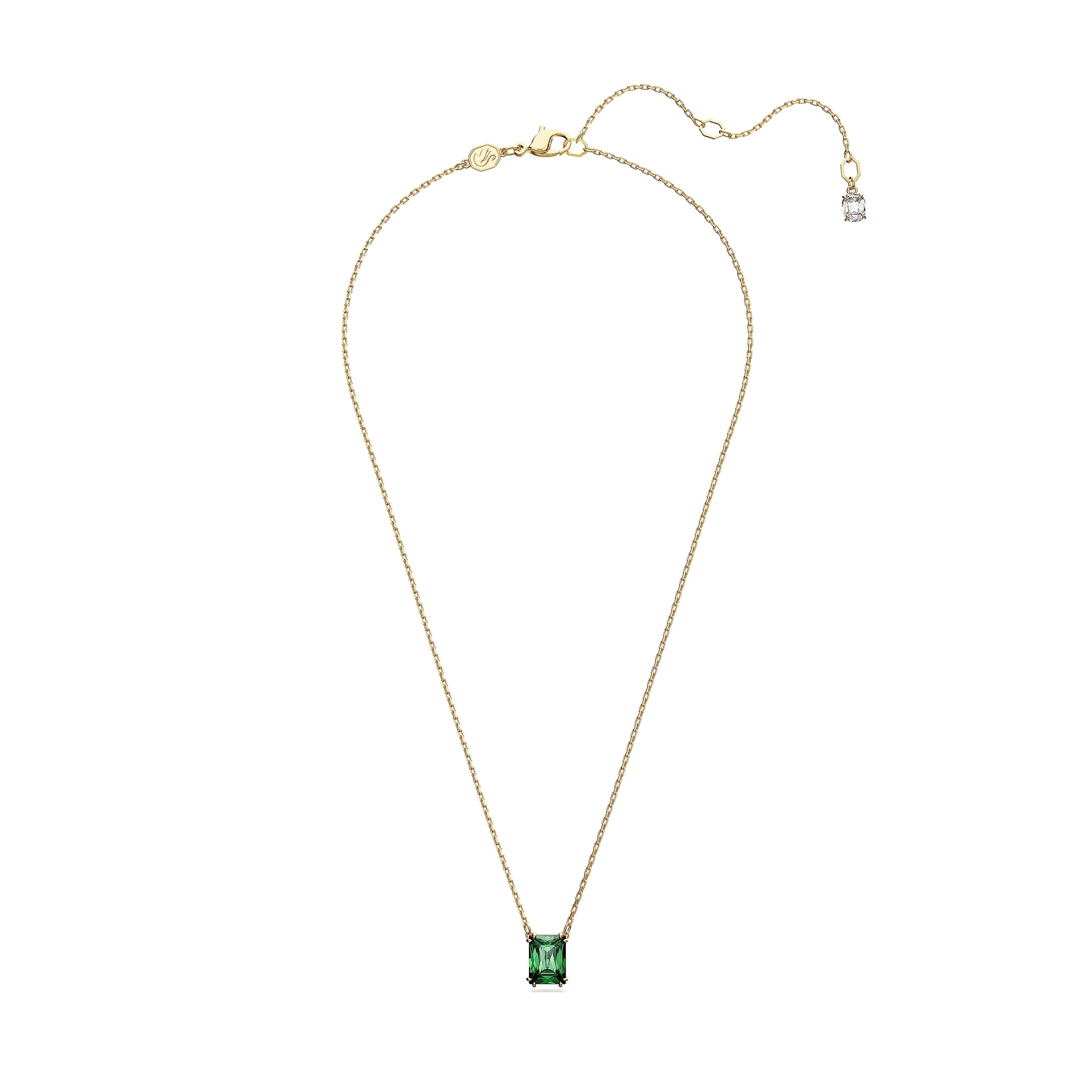 Swarovski Stilla Pendant Necklace Rectangular Cut Green Gold-Tone ...