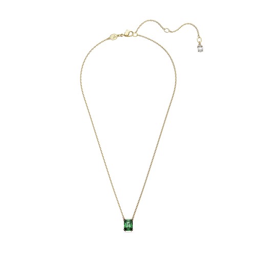 Swarovski Stilla Pendant Necklace Rectangular Cut Green Gold-Tone ...