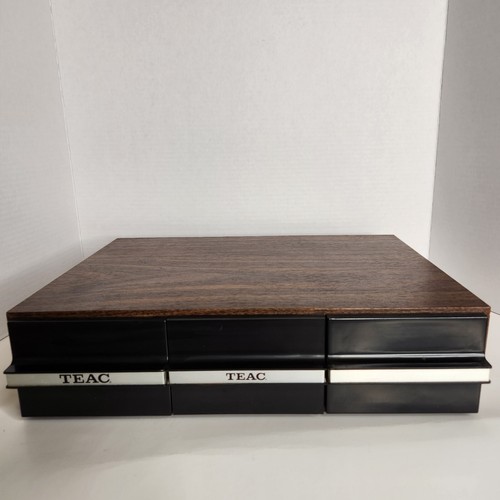 Teac Faux Wood Grain 3 Drawer Cassette Tape Storage Case Cabinet Holds ...