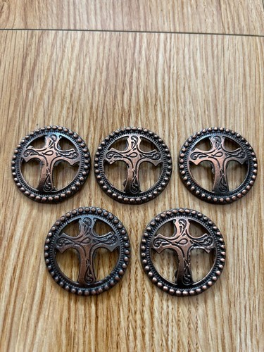 Western Antique finish Cross Show Conchos 1.5"/ 5 PCS Leather Decor ...