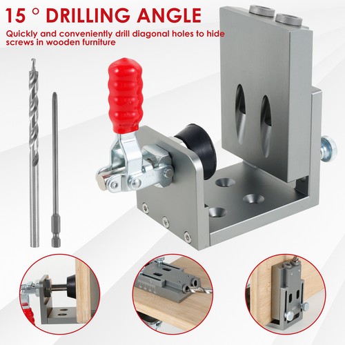 Pocket Hole Jig Kit 15 Degree Angle Hole Oblique Puncher Locator | eBay