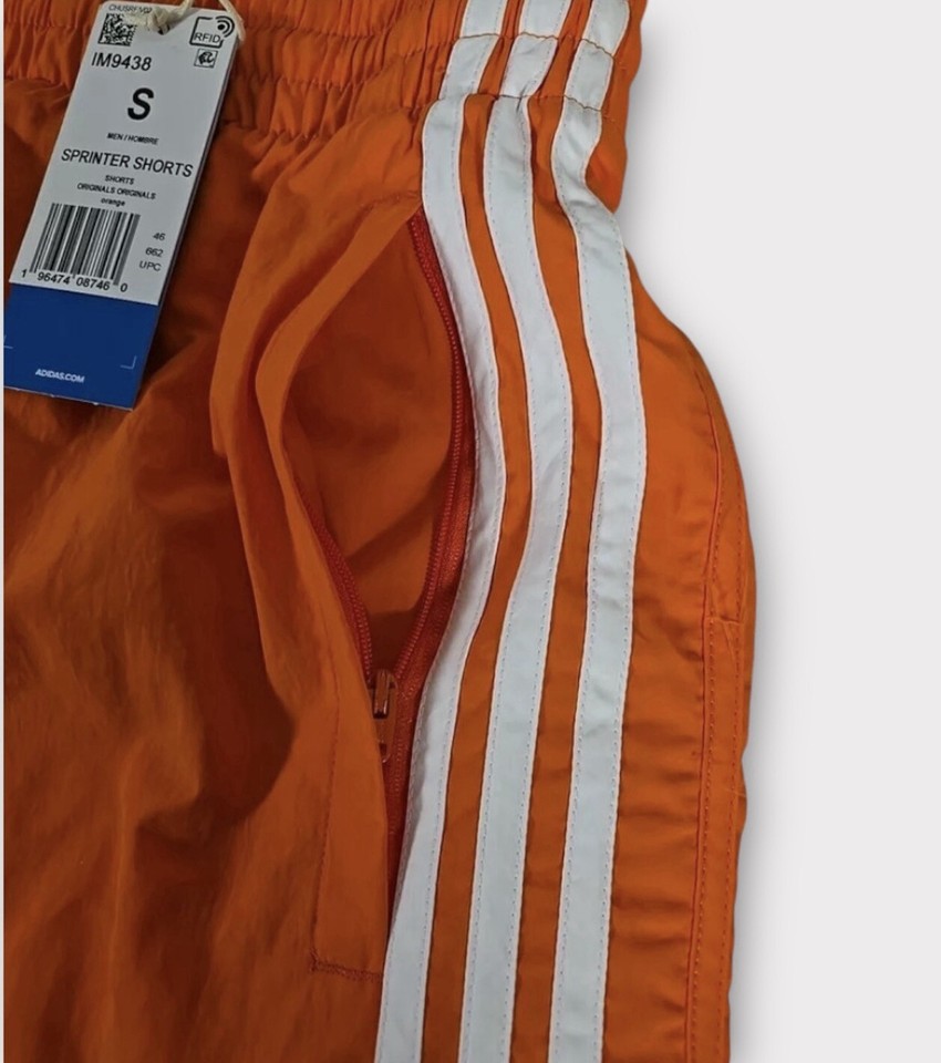 Adidas Originals Sprinter 3 Stripe Trefoil Men’s Orange S Shorts New ...