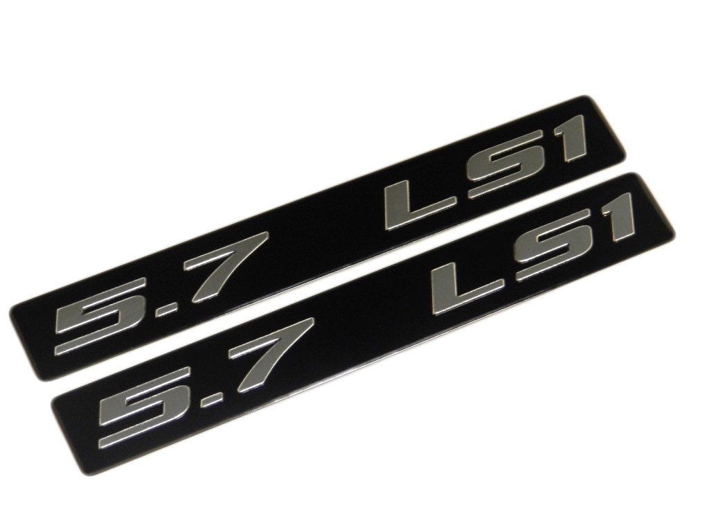 VMS 2 CHEVY 5.7L LS1 ENGINE ALUMINUM EMBLEMS SILVER BLACK | eBay