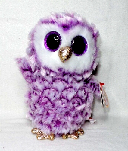 PELUCHE TY BEANIE BOO'S COLLECTION HIBOUX YEUX BRILLANT VIOLET 16CM ...