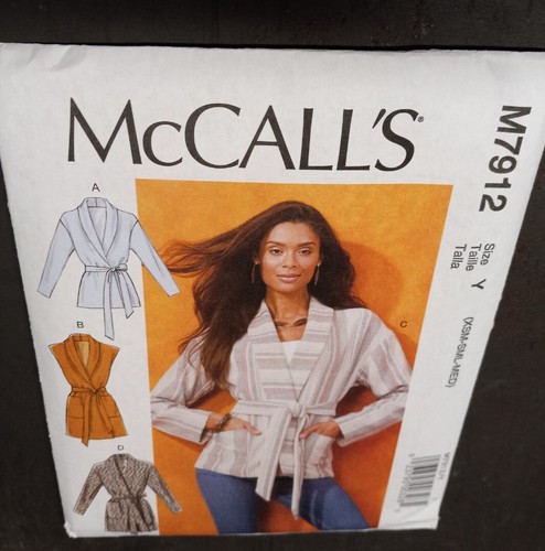 McCall's Pattern M7912 Wrap Jacket, Belt, Wrapped Duster Vest, Size XS ...