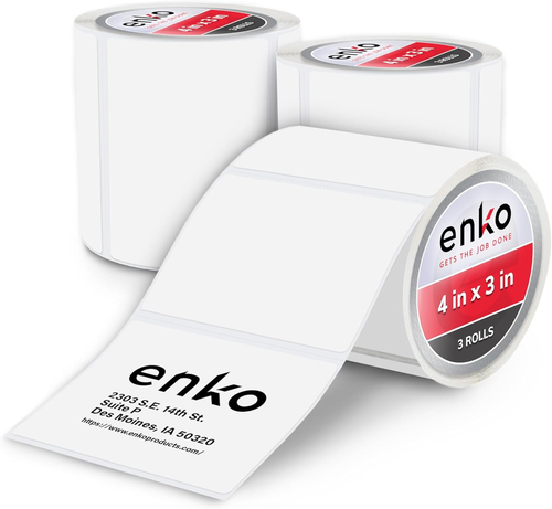 Enko 4" X 3" Labels for Zebra Desktop Printers (3 Rolls, 1,500 Labels ...