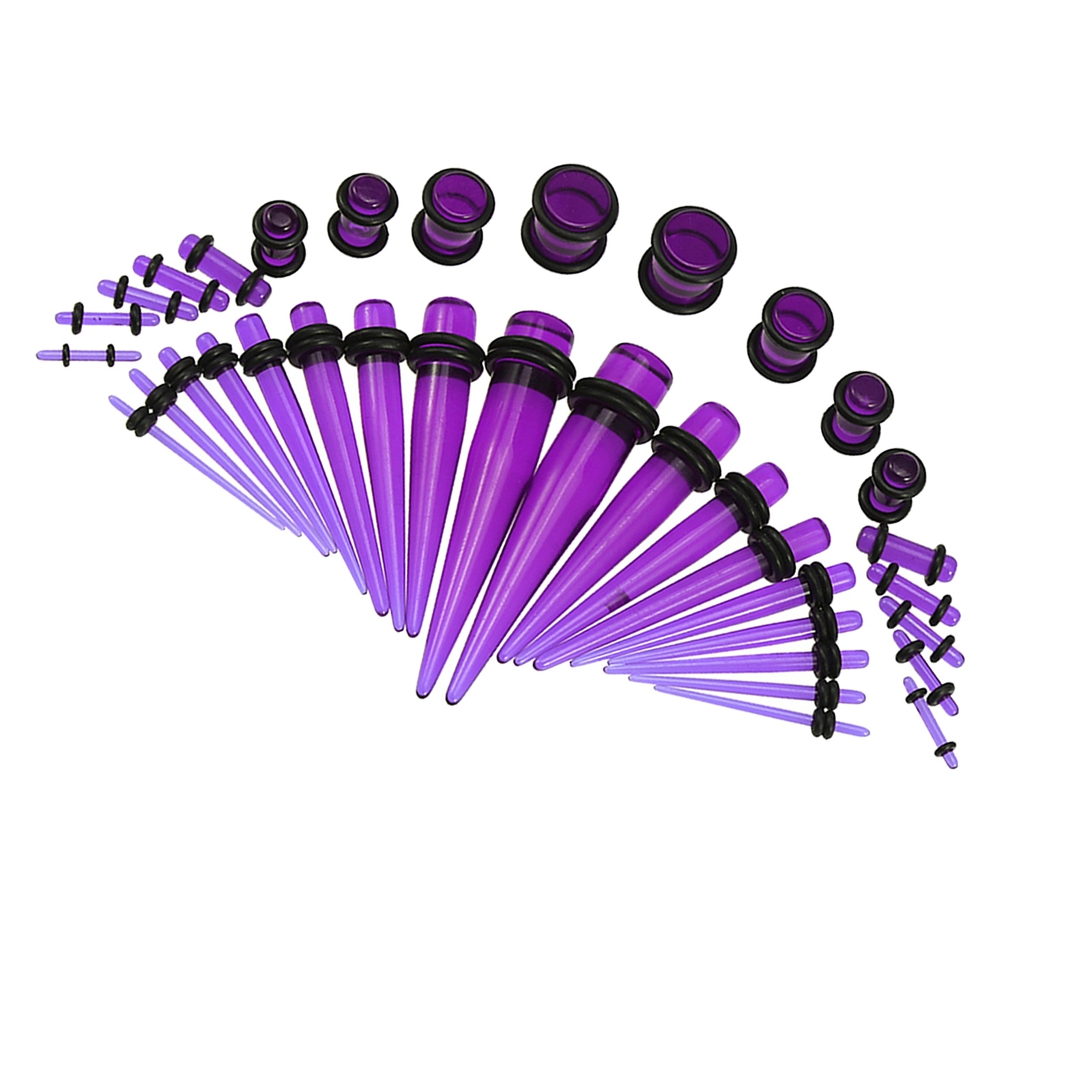 36pcs Acrylic Stretcher Ear Plug Taper Expander Stretching Kit Purple ...