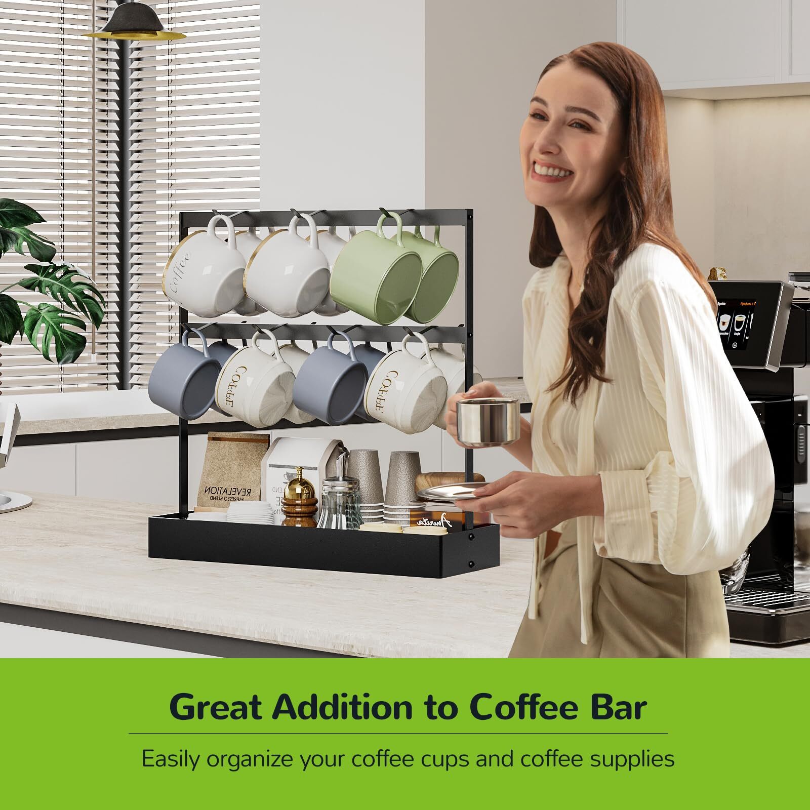 Coffee Mug Holder With Hooks 14 Capacity Coffee Cup Holder For ...