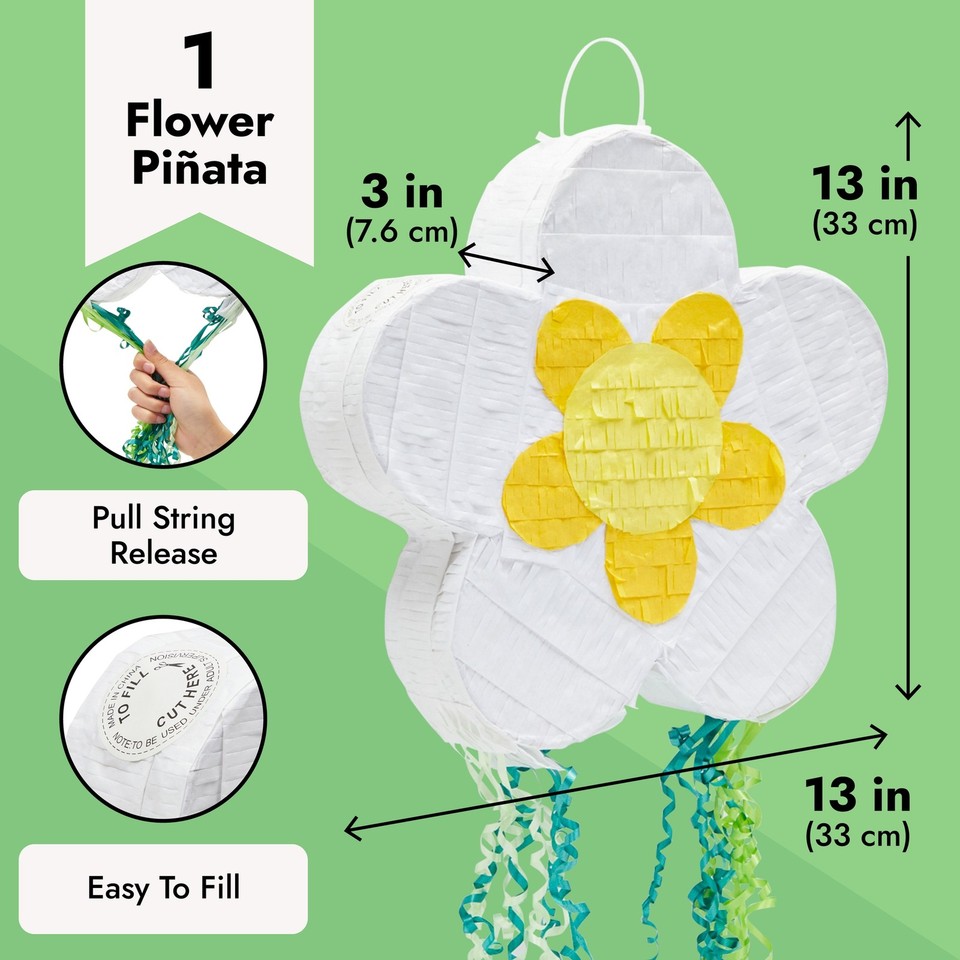 Small Pull String Daisy Pinata for Flower Birthday Party Decorations ...