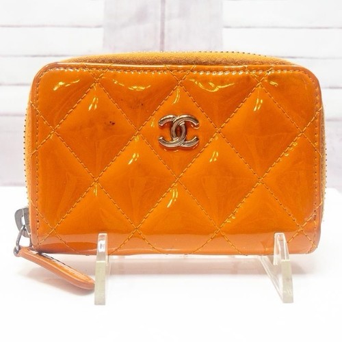 Chanel Orange Diamond Quilted CC Zippy Wallet | eBay