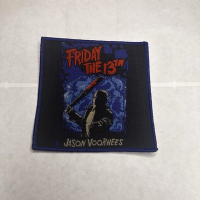 FRIDAY THE 13TH, JASON VOORHEES, HORROR, BLUE BORDER, 4X4 INCHES, WOVEN ...