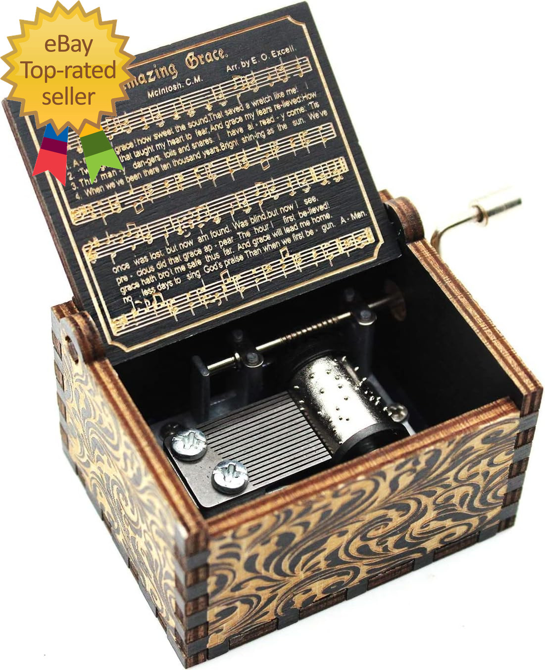 Wooden Music Box Amazing Grace Music Boxes Gift for Christian Friends Idea