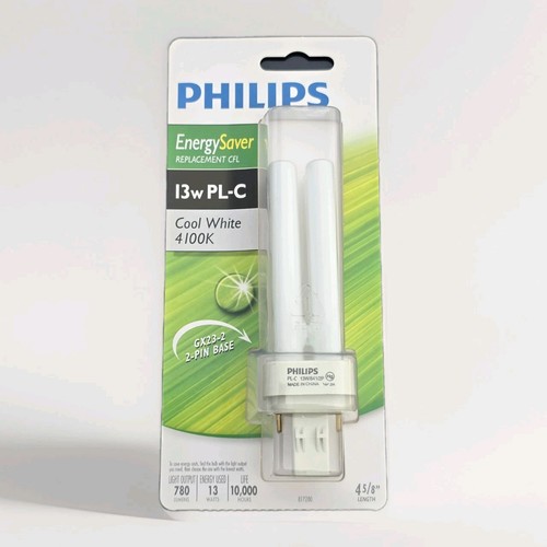 Philips 13W PL-C CFL Light Bulb Cool White 4100K GX23-2 2-Pin Base NEW ...