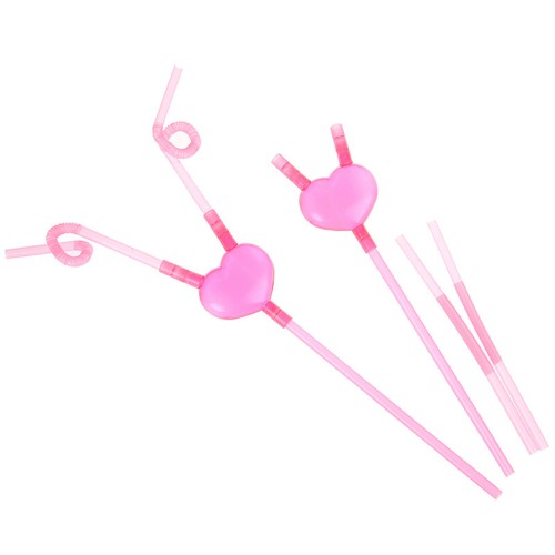 Love Heart Double Straw Unique Flexible Drinking Tube Straws Bar ...