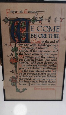 ALAN TABOR Illuminated Manuscript Prayer At Evening ROBERT LOUIS ...