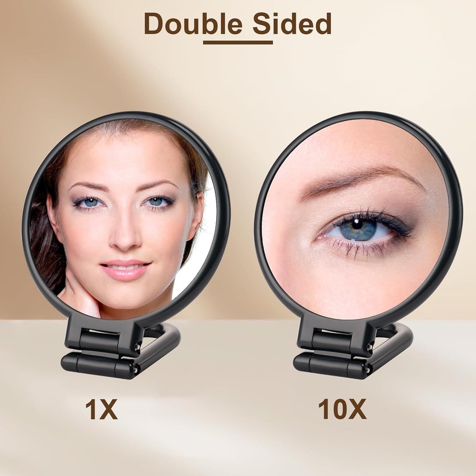 1X/10X Magnifying Handheld Mirror Double Sided, Foldable Travel Makeup ...