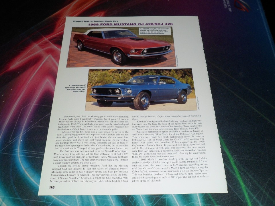 Original 1969 Ford Fairlane Cobra 428-CJ Mustang Boss 302 Mustang CJ ...