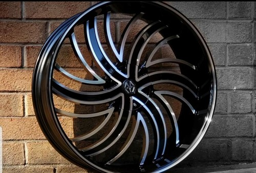 24" Inch Black Machine Massiv 924 Tsunami Wheels Rims 5x114.3 5x127 ...