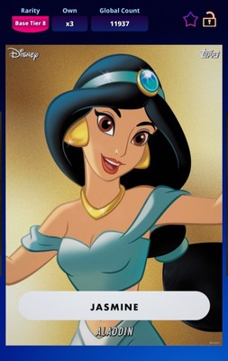 Topps Disney Collect Digital 2022 Tier 8 JASMINE Debut Celebration Gold ...