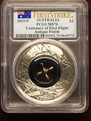 2019 AUSTRALIA FIRST FLIGHT 2 OUNCE .9999 ANTIQUE FINISH CERTIFIED PCGS ...
