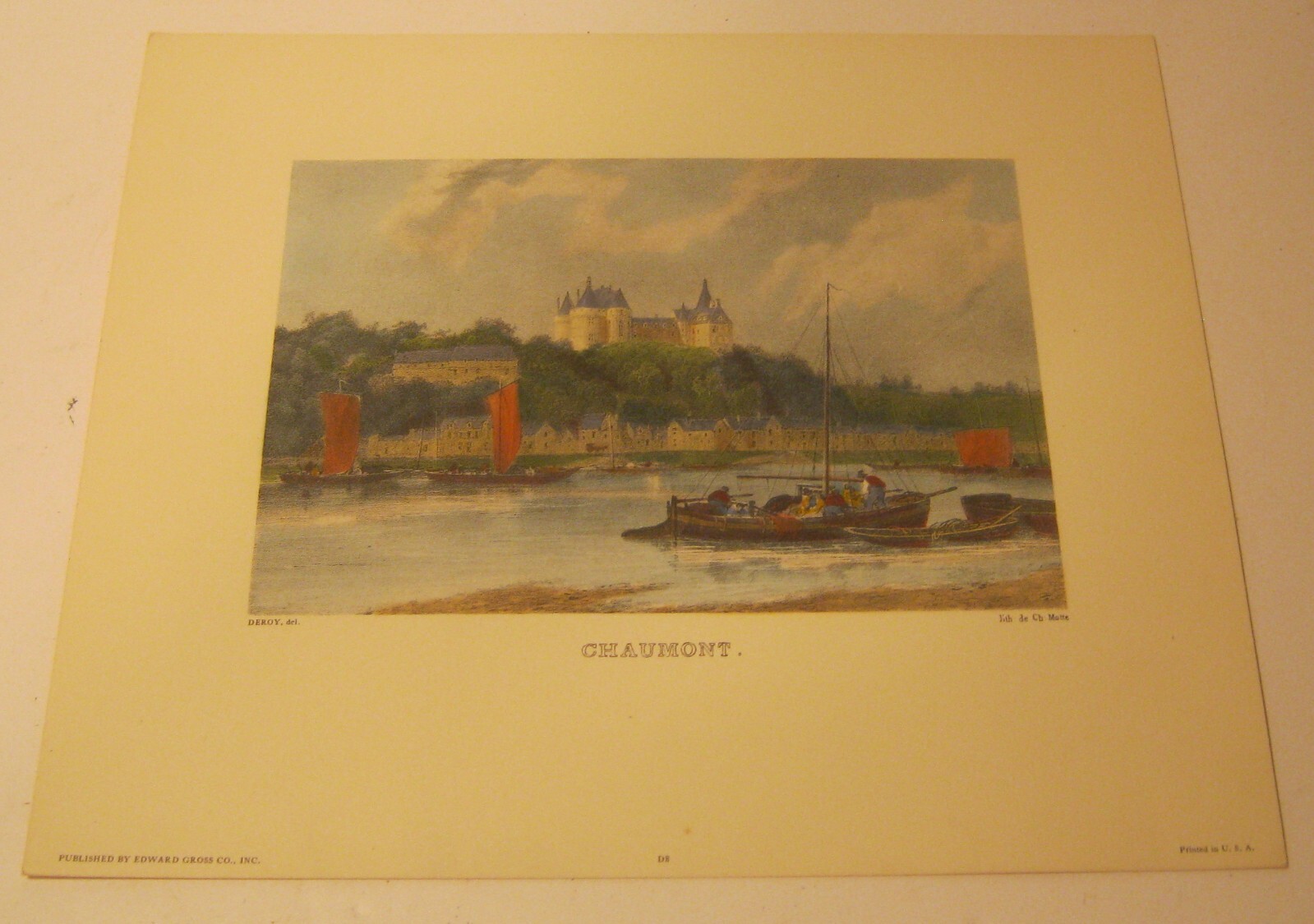 Vtg Edward Gross Company LITHO "CHAUMONT" French Landscape EXCELLENT ...