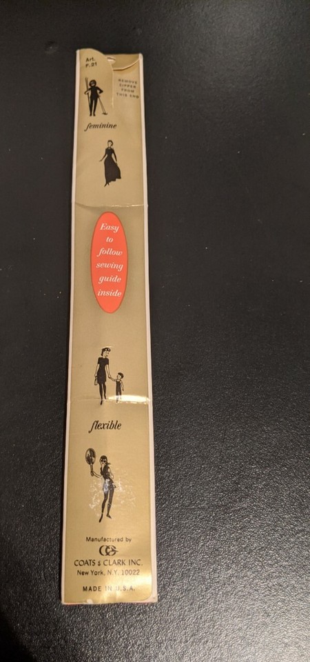 VINTAGE J &P COATS 22 INCH NECK OPENING METAL ZIPPER-NATURAL COLOR 256 ...