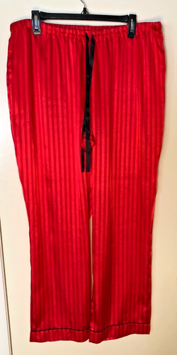 Red Striped Slippery Satin Lounge Pants L XL 1X Missing Tag | eBay