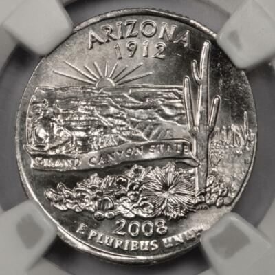 2008 D NGC MS64 Struck On Elliptical Planchet Arizona Quarter Mint ...