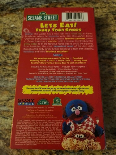 Sesame Street - Let’s Eat, Funny Food Songs VHS Tape 1998 Educational ...