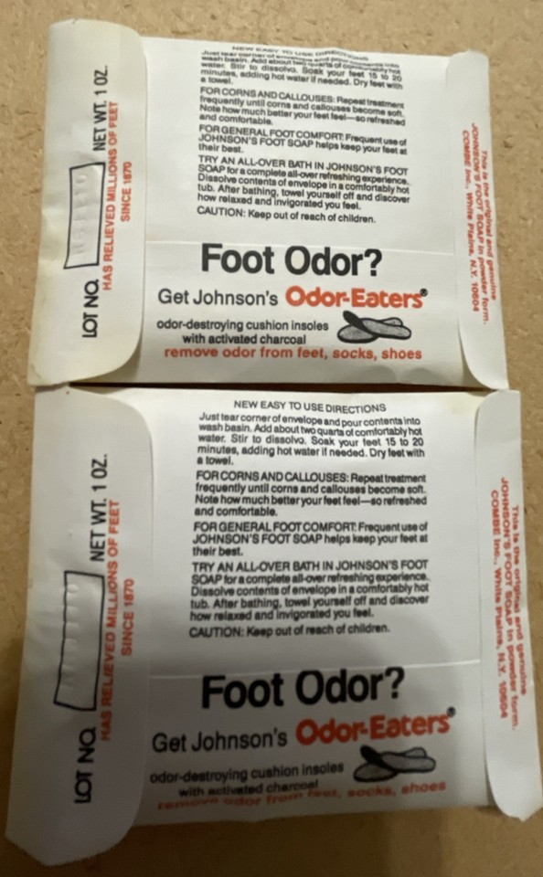 Johnsons Foot Soap Powder Soak 2 Packets With Box Discontinued NOS | eBay