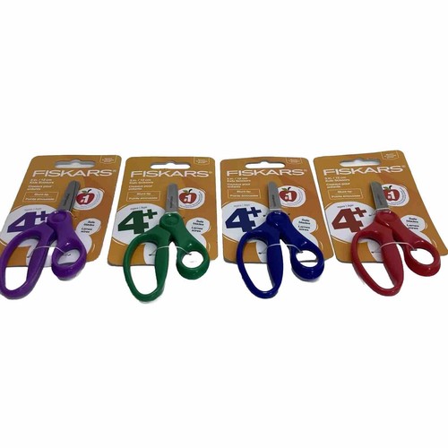 Fiskars 5in Kids Safe Blade Scissors Lot Of 4 Blue,purple, Red & Green ...