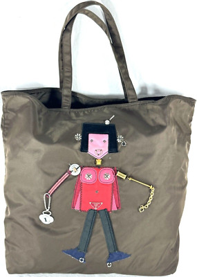 2005 PRADA Brown/Olive Base Tessuto Robot 3 Tote Bag Made in Italy | eBay