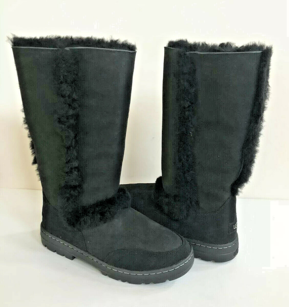 UGG SUNDANCE II REVIVAL TALL BLACK SHEARLING LEATHER BOOT US 8 / EU 39 ...