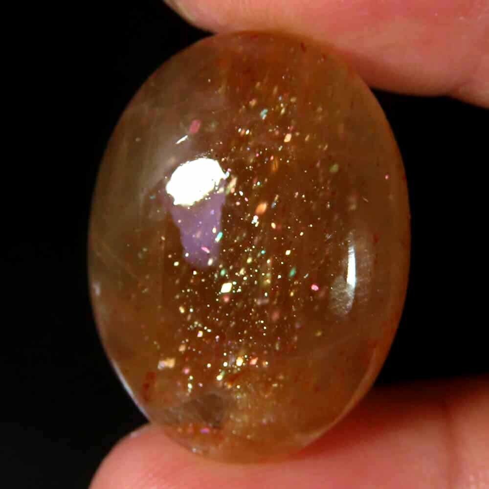 29.20Cts.100%Natural Golden Sunstone Oval Cabochon 19x26x7mm Loose ...