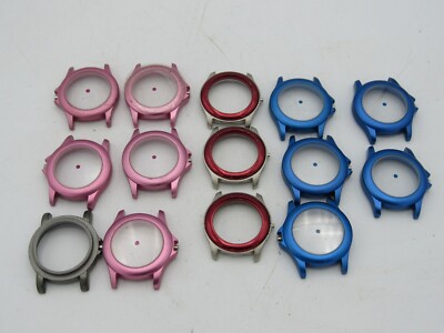 Lot (14) Multicolored Watch Cases Some with Crystals NOS for Parts F1 ...
