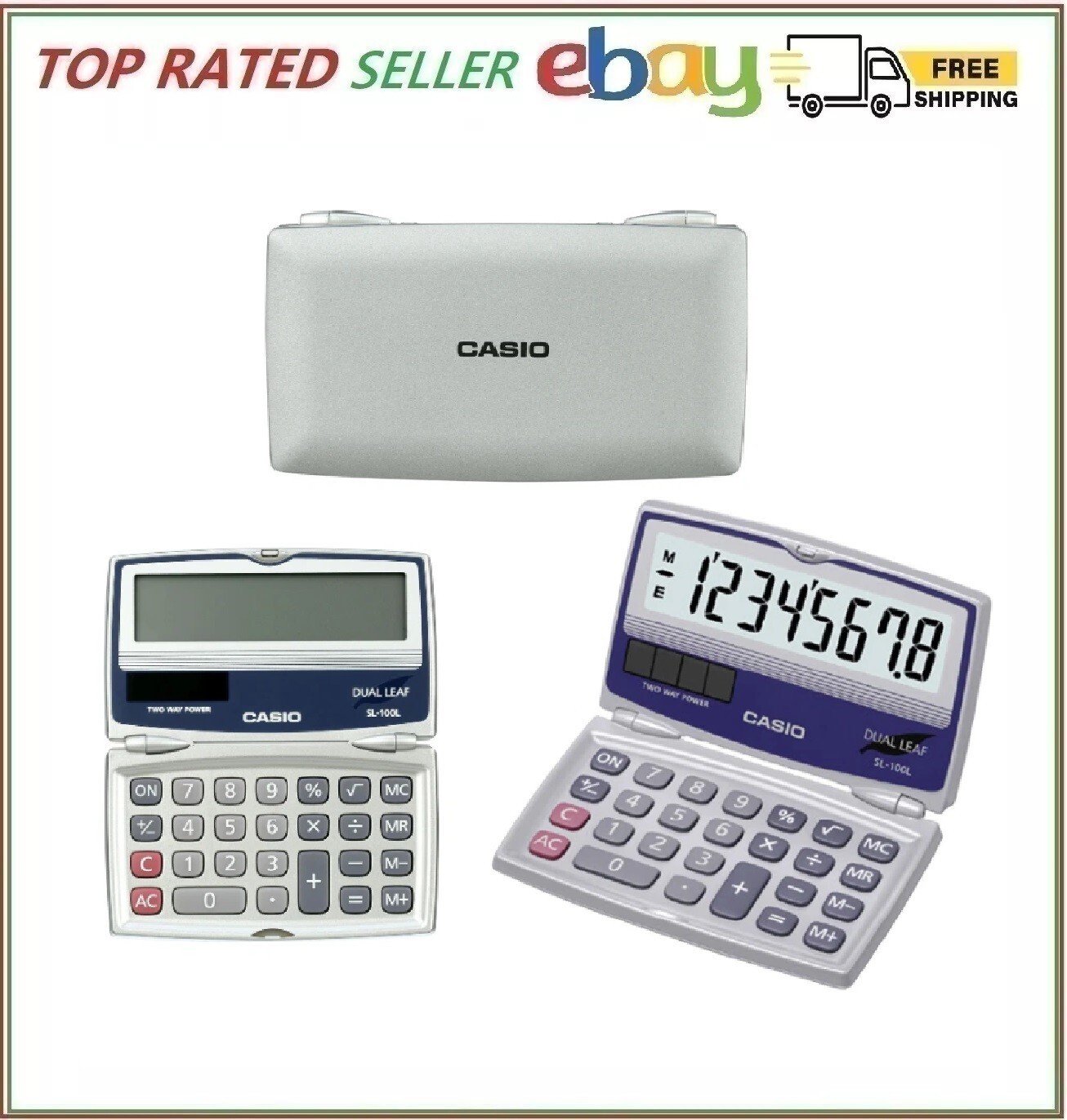 Casio Standard Function Solar Calculator 8-Digit Big Display with Case