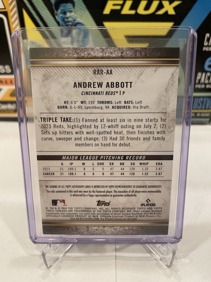 2024 Topps Triple Threads Andrew Abbott Triple Patch Auto RC /99 #RAR ...