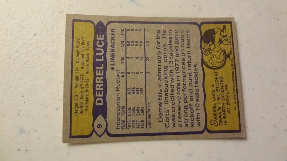 1979 TOPPS # 9 DERREL LUCE FOOTBALL CARD | eBay
