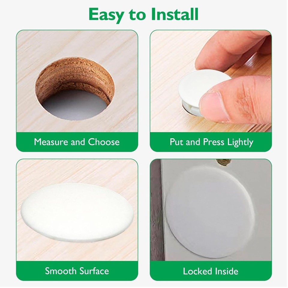 32mm Nylon Plastic Round Locking Hole Plugs Insert Desktop Button Cover ...
