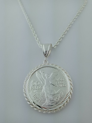 Centenario Coin Silver Plated Rope bezel with chain. Centenario ...