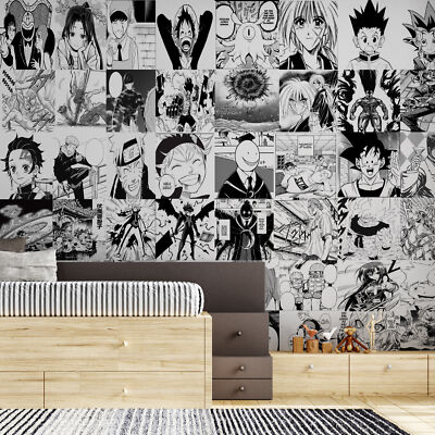 Anime Manga Wallpaper Woven Self-Adhesive Wall Mural Art Decal Home ...