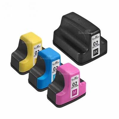 4 Compatible HP 02 02XL Ink Cartridges for Photosmart C5180 C7180 C7280 ...