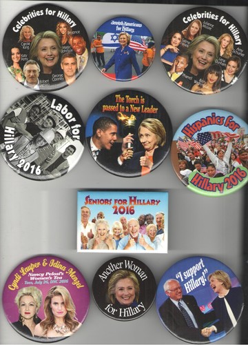 2016 pin HILLARY Clinton pinback Campaign button Collection 10 ...