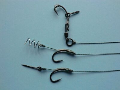 9 CARP HAIR RIGS CHOICE OF HOOKS 20LB SPIDER KING BRAID SWIVELS RONNIE ...