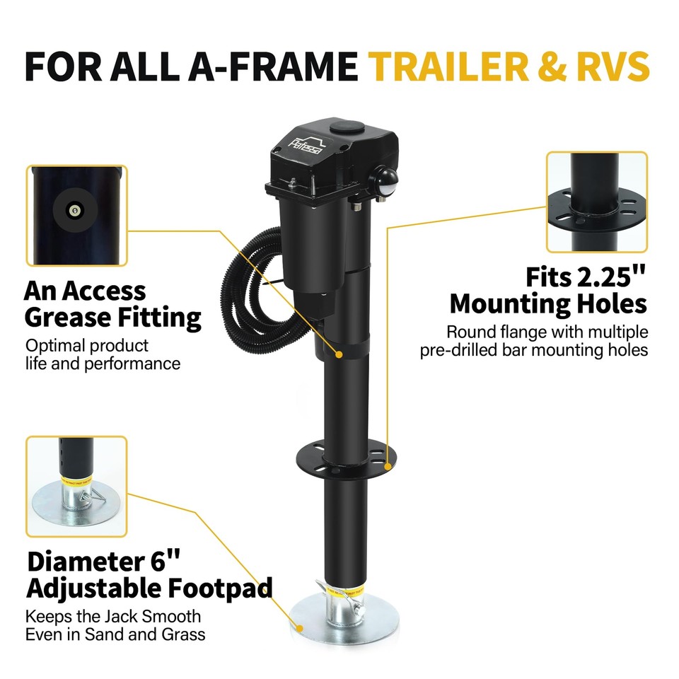 Electric A-Frame Trailer Tongue Jack with 7 Way Plug 12V 3500lb Lift ...